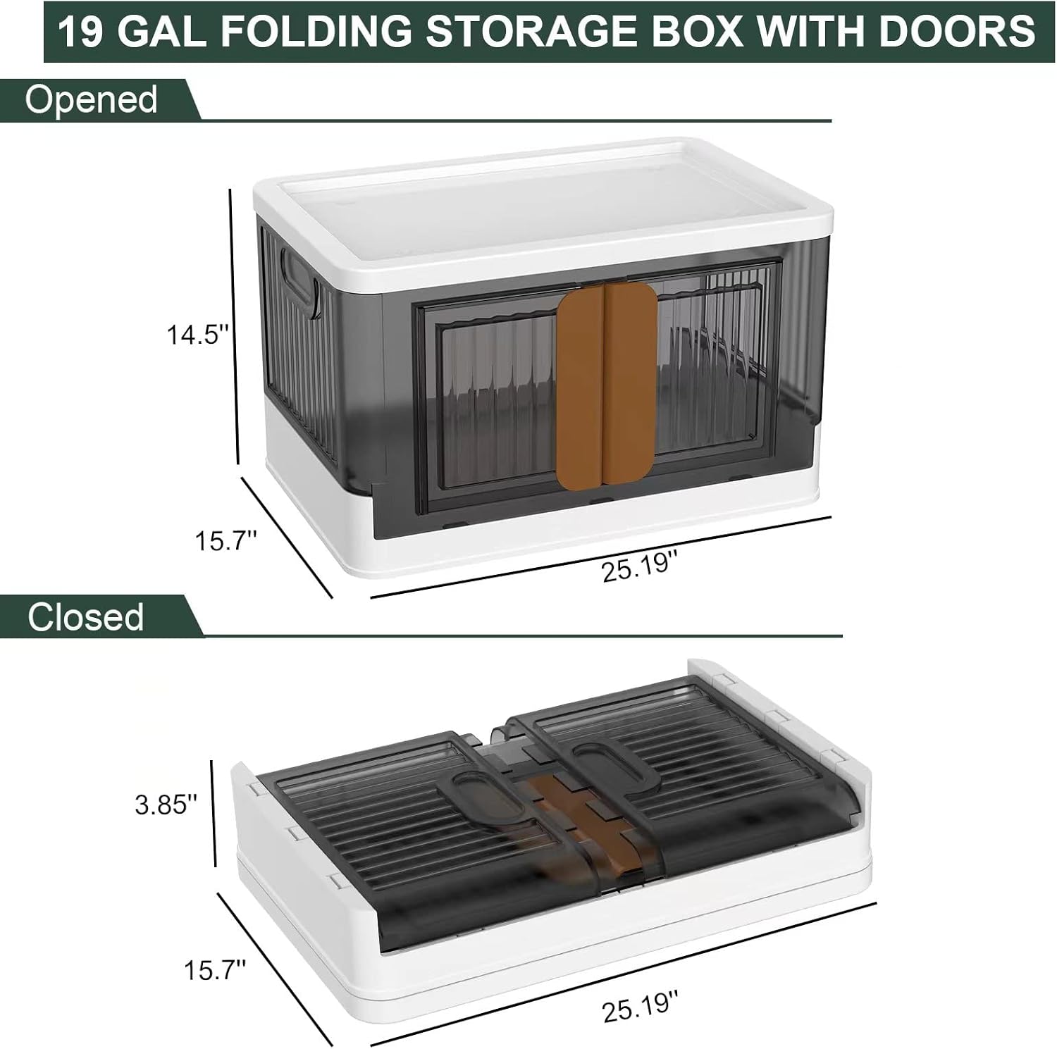Juego de 3 cajas de almacenamiento plegables de plástico de 76 cuartos ...