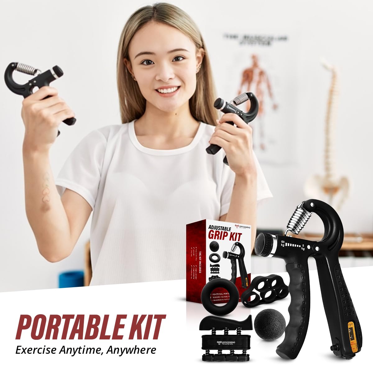 Hand Grip Strengthener Trainer with Adjustable Resistance 10-130lbs (4. ...