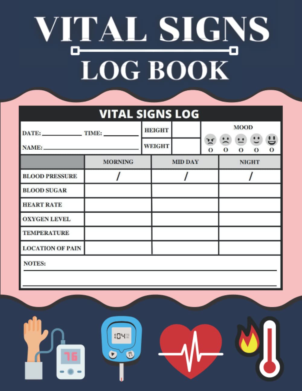 Vital Signs Log Book: Daily Personal Health Record Keeper, Tracking ...
