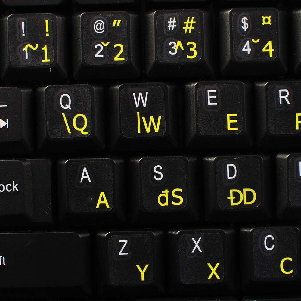 Amazon.com: Polish Keyboard Stickers with Yellow Lettering ON ...