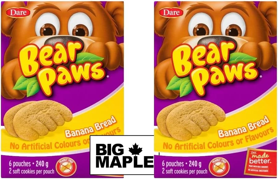 Banana Bread Soft Cookie Bundle. Includes (2) Packages of Bear Paws ...
