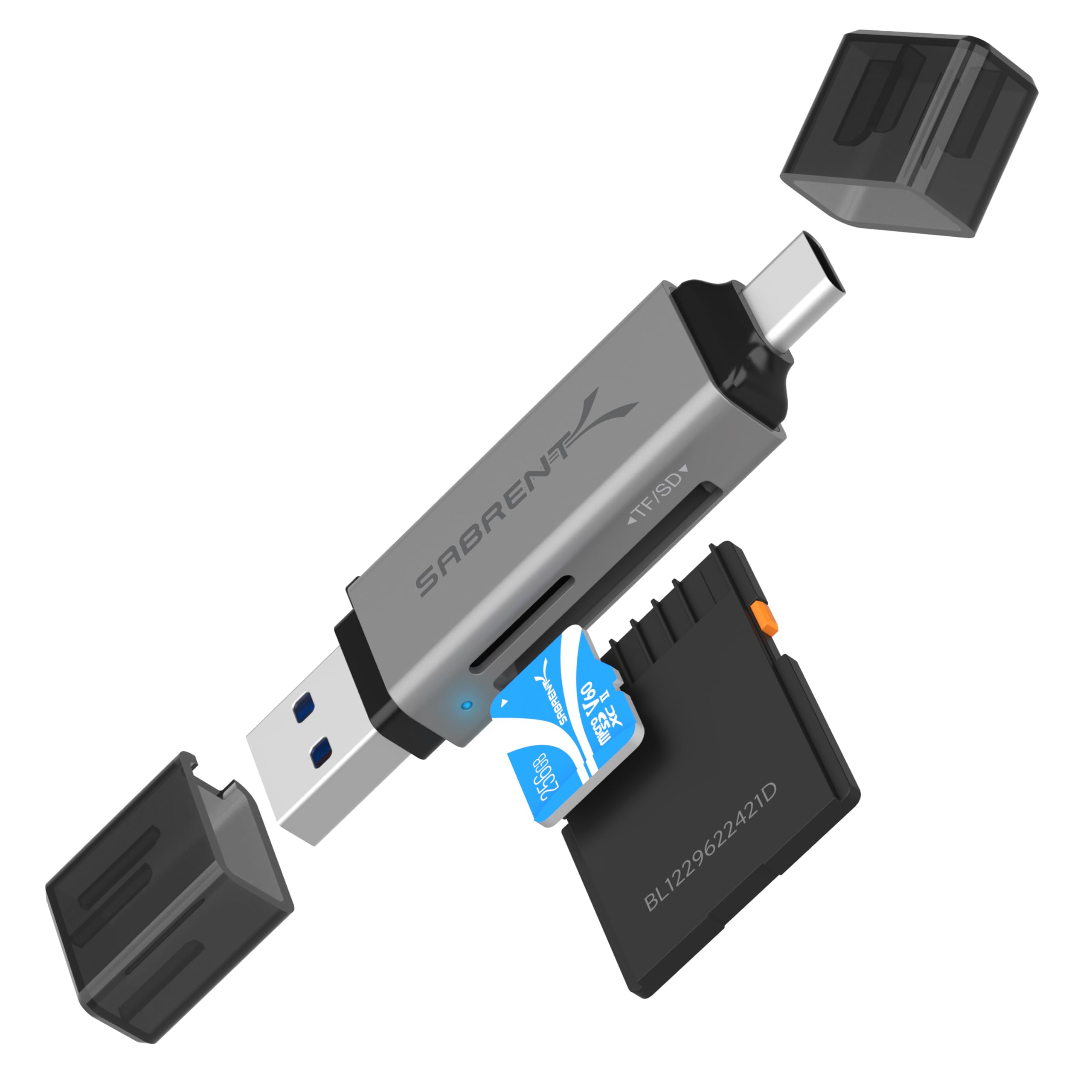 Sabrent USB 3.0 and USB Type-C OTG Card Reader Supports SD, SDHC, SDXC ...