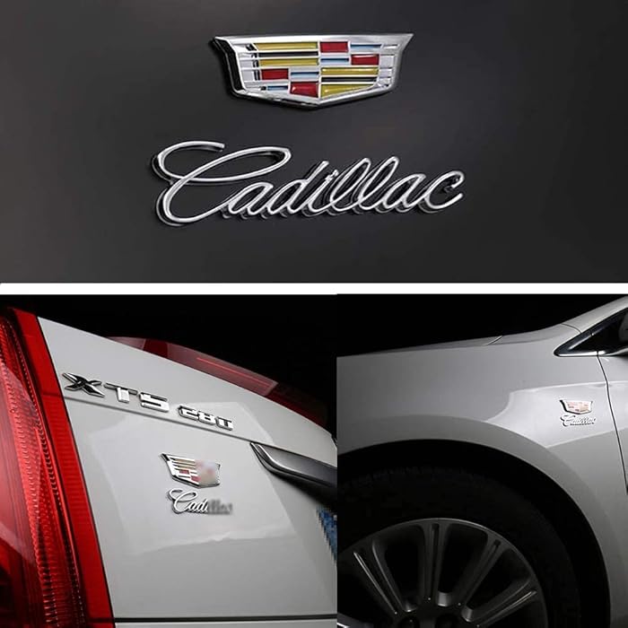 Buy For Cadillac Emblem,2Pcs Silver 3D Metal Logo Sticker Decal Head ...