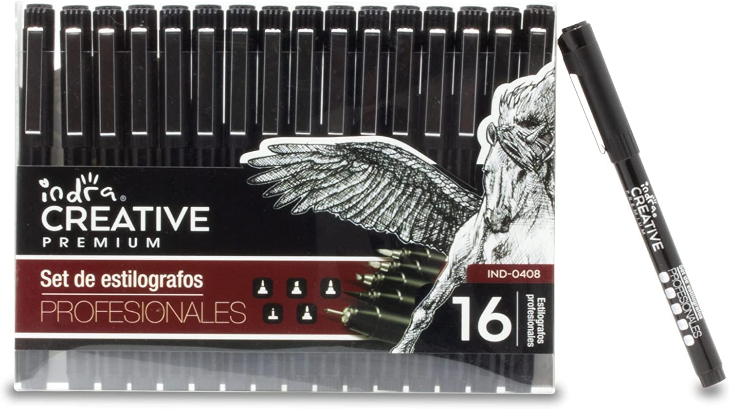 Amazon.com : INDRA Micro Fineliner Drawing Art Pens, 16 Pack Black ...