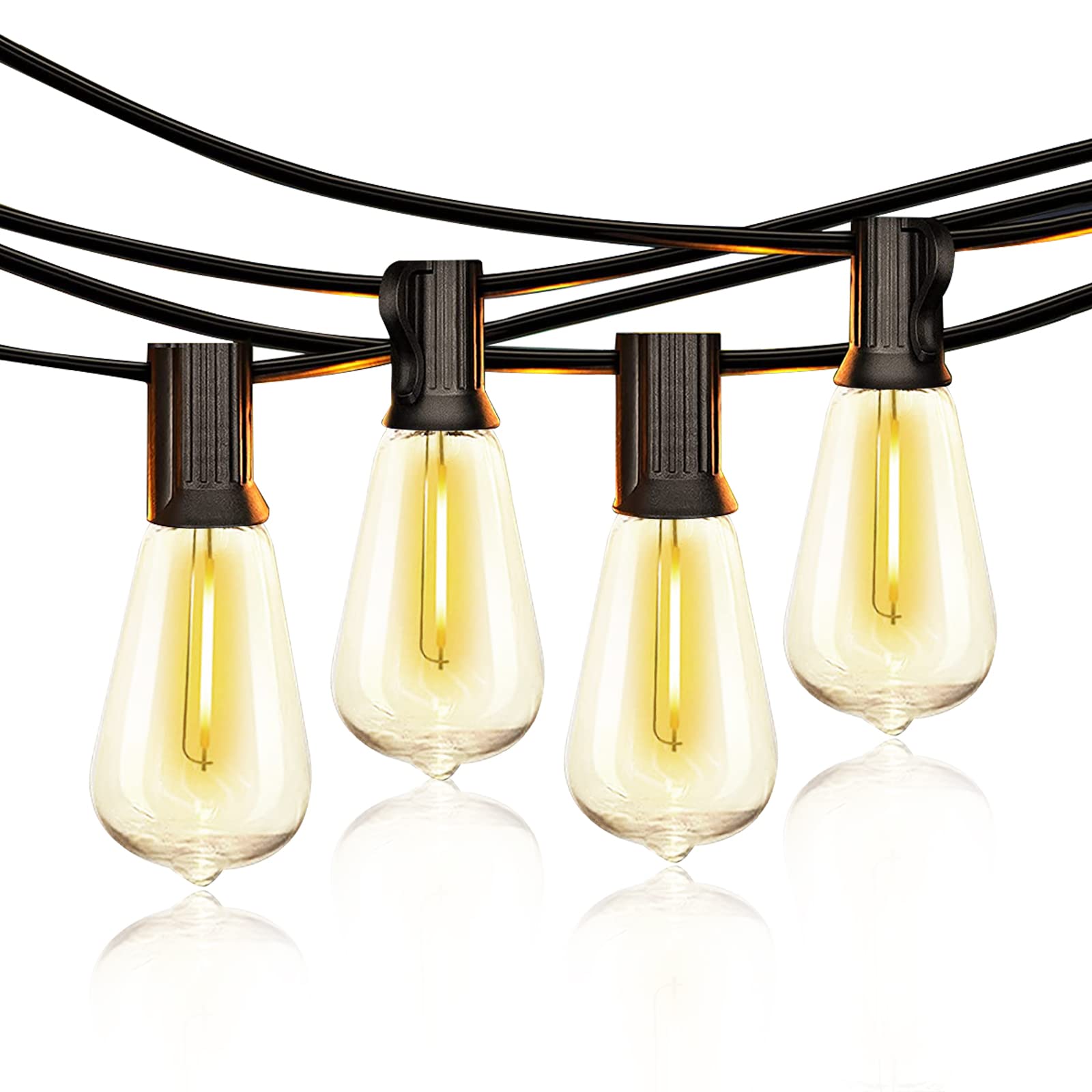 Abeja LED Outdoor String Lights, 50FT ST38 Patio String Lights with 25 ...