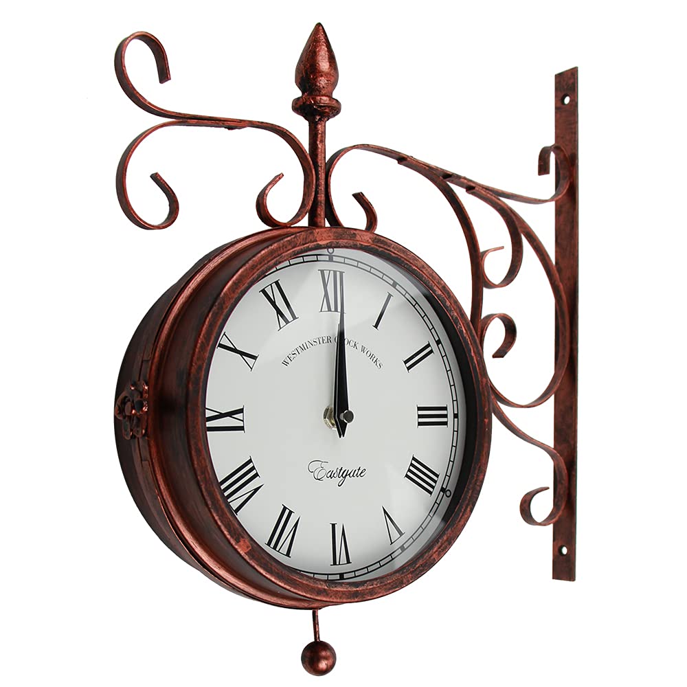 Timelike Outdoor Garden Wall Clock Double Sided Cockerel And Bell With ...