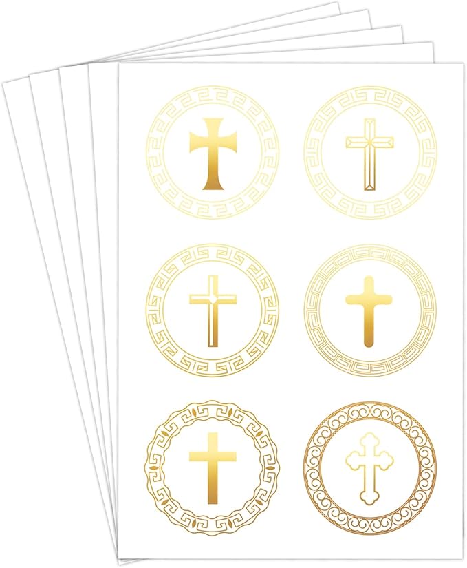 Amazon.com : 300 Pcs Christian Cross Stickers Gold Foil Cross Stickers ...
