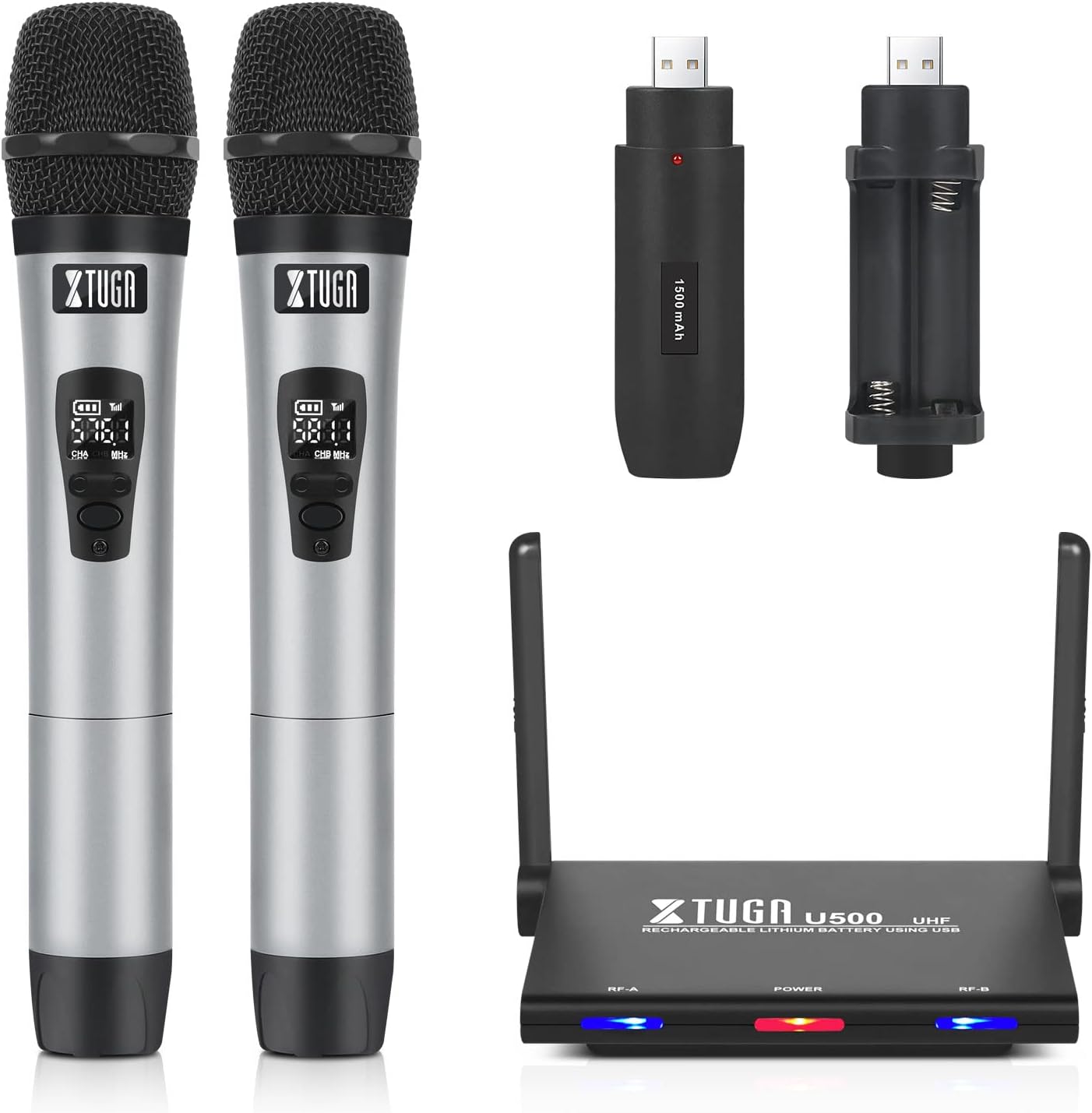 Amazon.com: XTUGA U500 Rechargeable Wireless Micrphone System,Dual ...