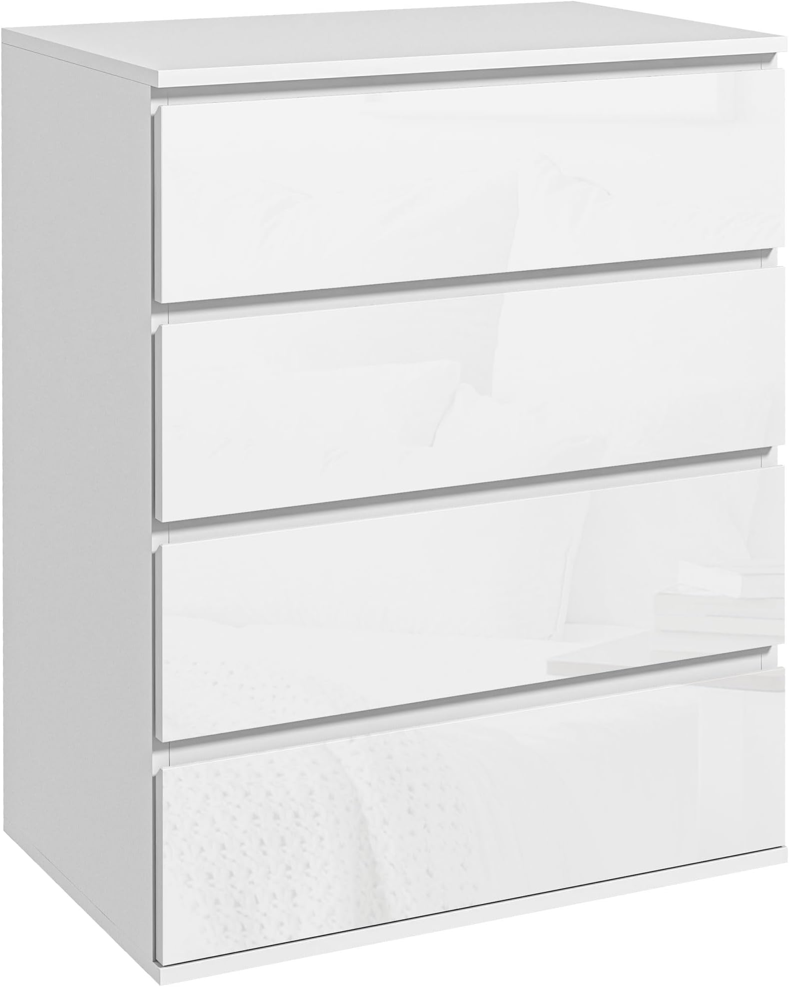 HOMCOM Commode pour chambre à coucher avec 4 tiroirs, glissières en ...