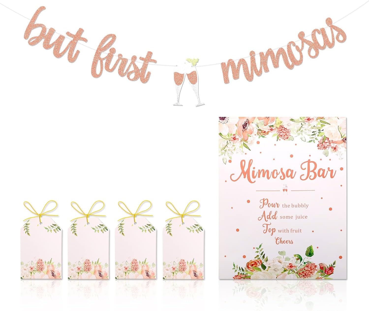 Amazon.com: MORDUN MOMosa Bar Sign Banner Tags - Rose Gold Decorations ...