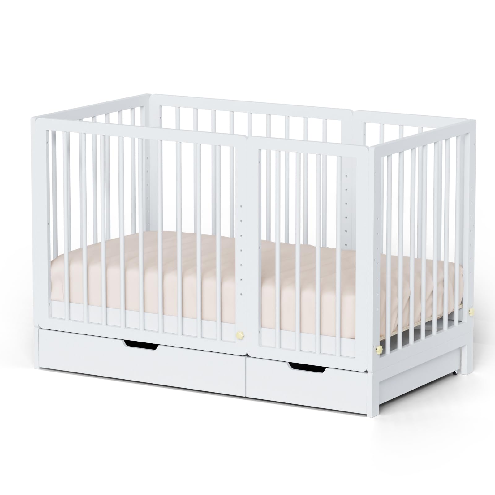 Amazon.com: JOYMOR 8-in-1 Convertible Crib with Drawer, Include 2 ...