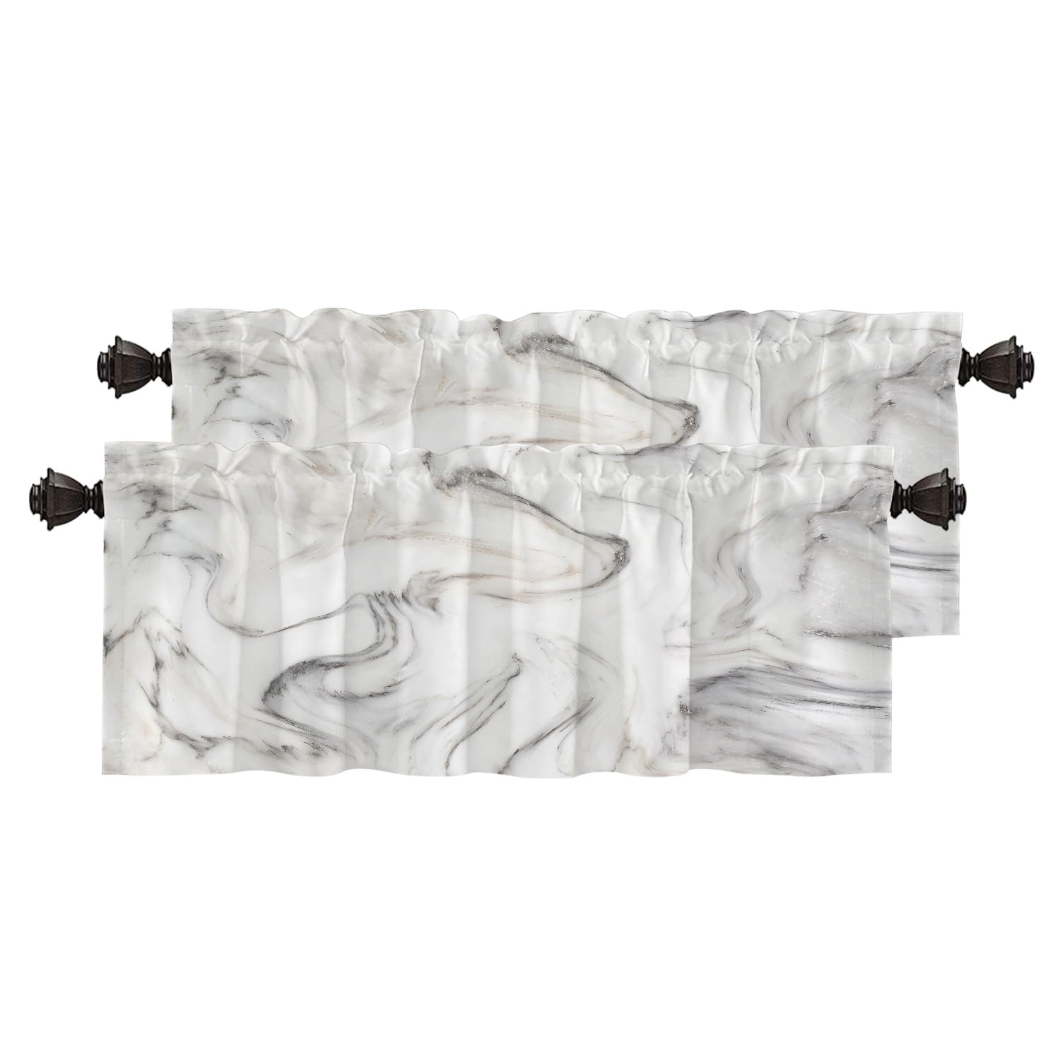 Amazon.com: BaoNews White Gray Abstract Marble Kitchen Valances for ...