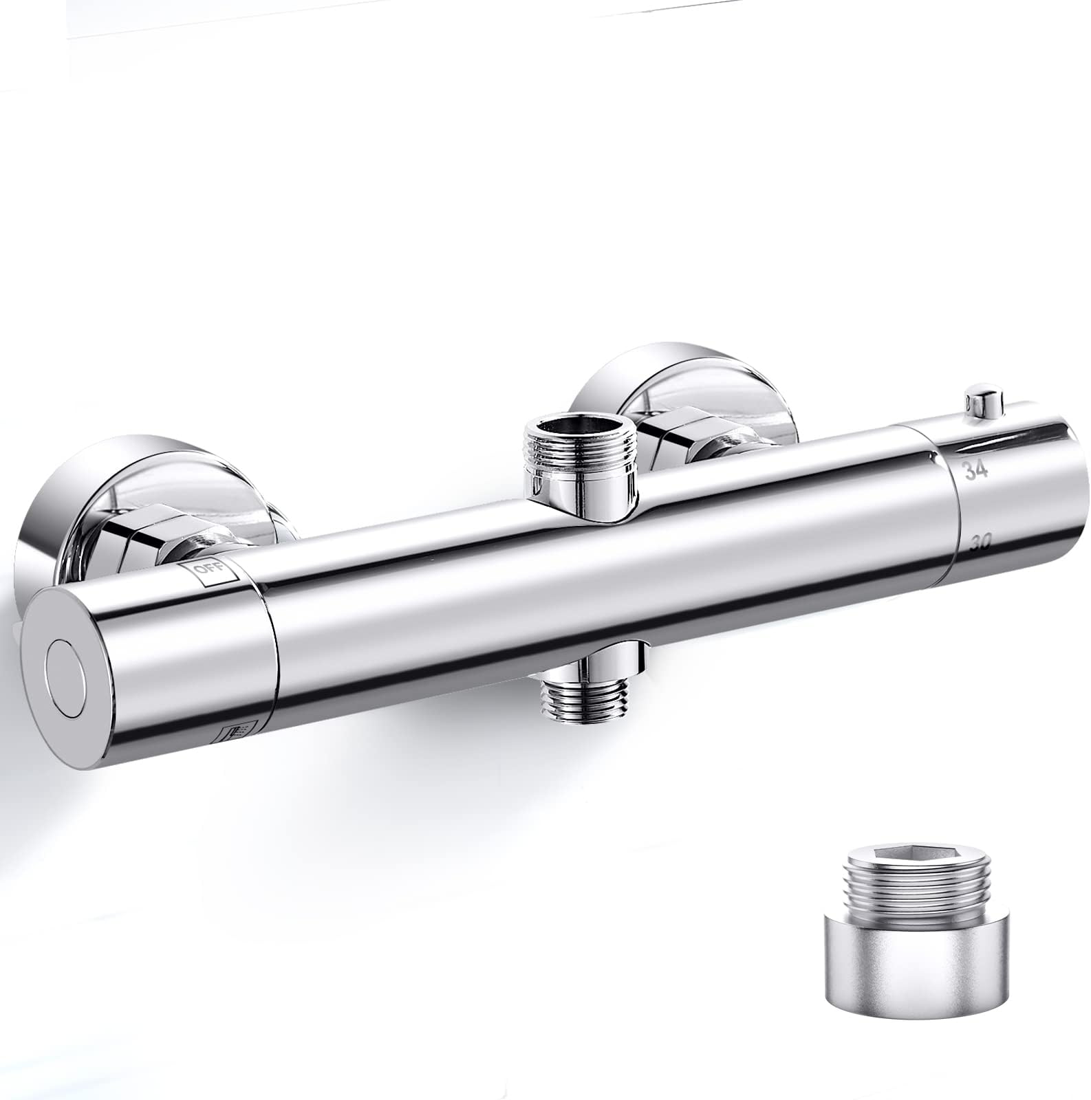 Solepearl Round Thermostatic Shower Mixer Bar Two Outlet, Brass Twin ...