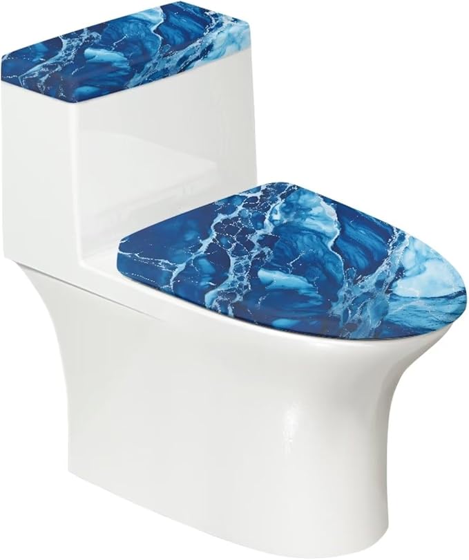Amazon.com: KUIFORTI Blue Marble Toilet Seat Cover Toilet Tank Cover ...