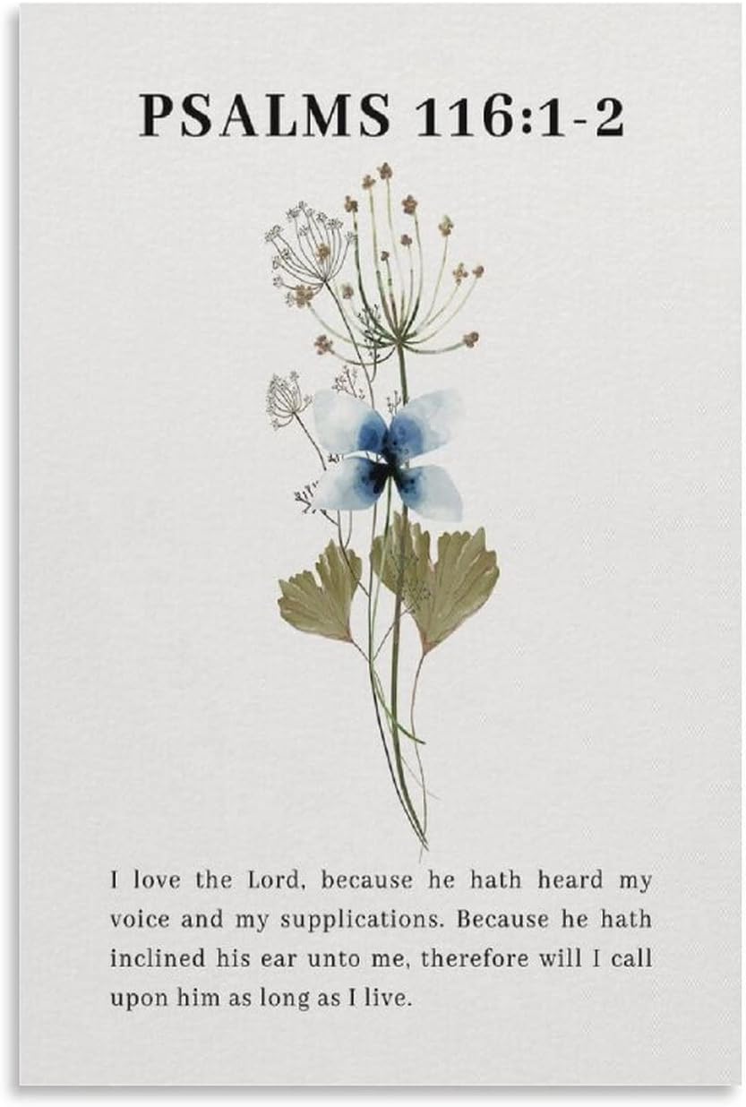 Amazon.com: Psalms Christian Posters Aesthetic, Floral Wall Art ...