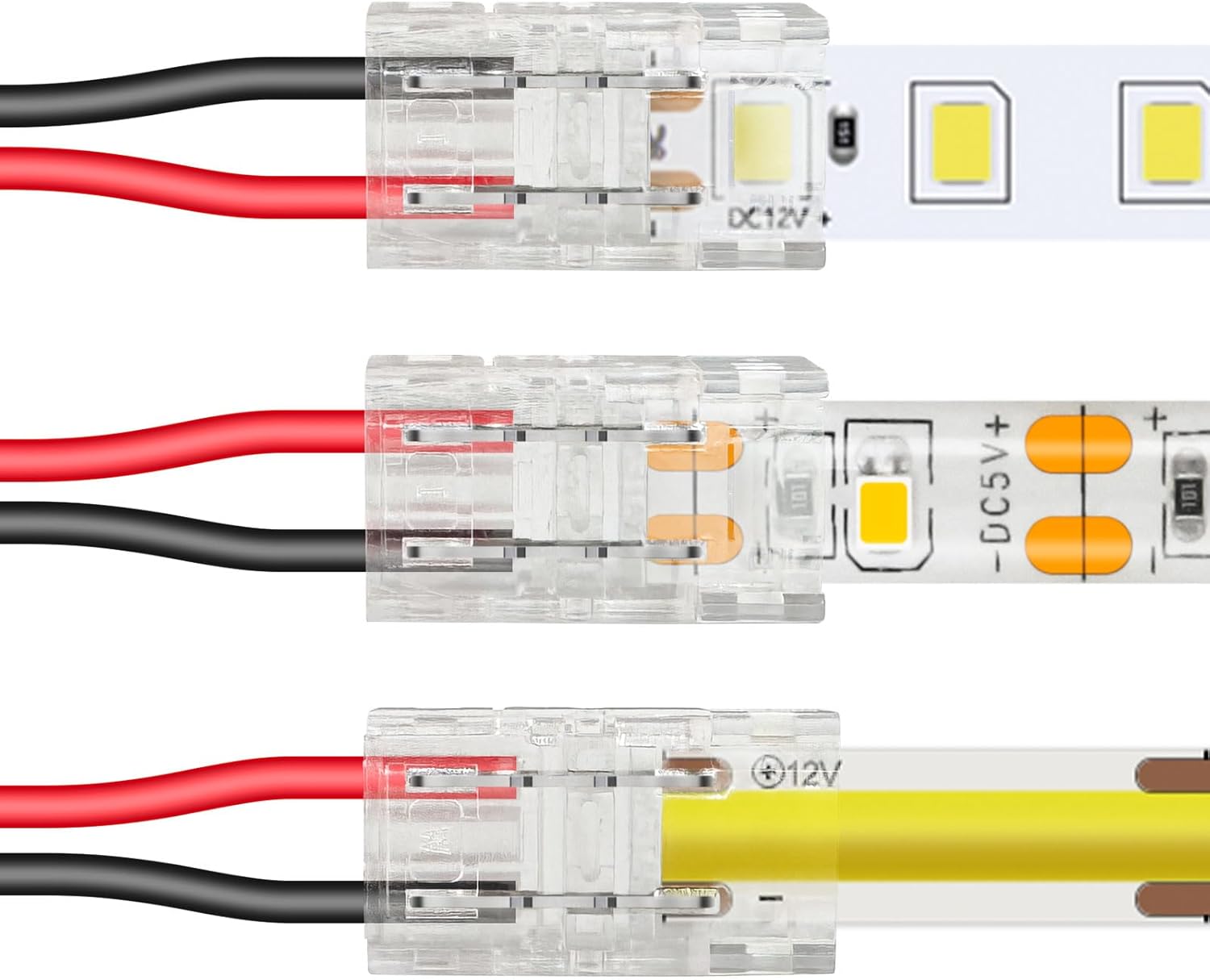 SVIANG LED Strip Connectors 2Pin 8mm 20 PCS Gapless Solderless LED Tape ...