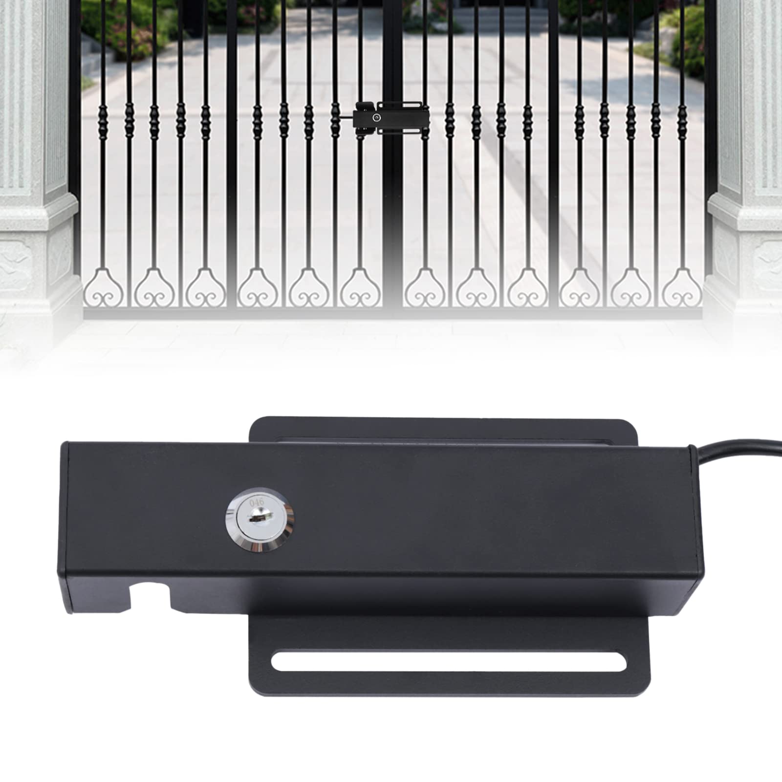 Buy Automatic Electric Gate Lock for Swing Gate Opener, Black ...