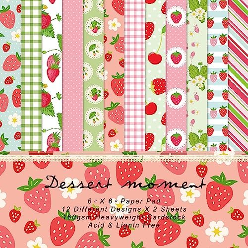 Amazon.com : 24 Sheets Single-sided Strawberry Scrapbook Paper, Summer ...