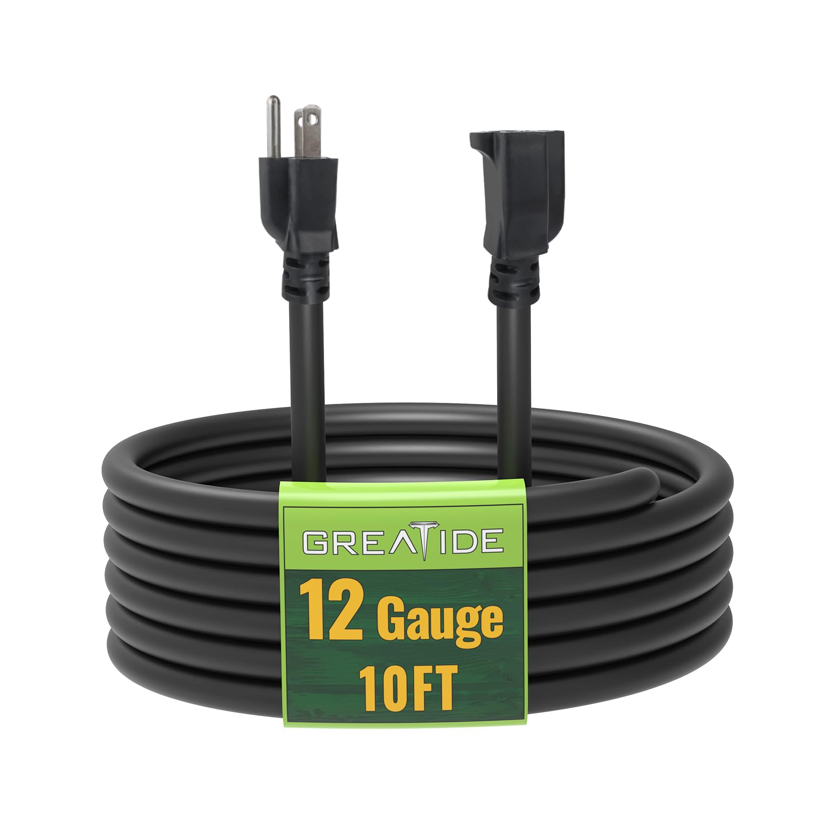 Amazon.com: GREATIDE 10 Ft Outdoor Extension Cord - 12/3 SJTW Heavy ...