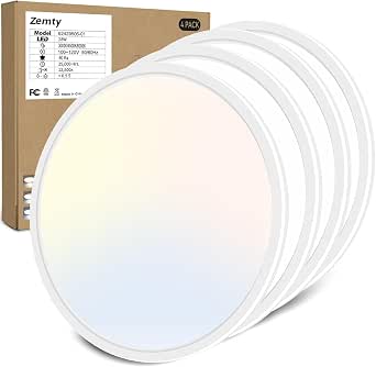 zemty 4Pack 12 Inch LED Ceiling Light Flush Mount, 28W 3200lm Super ...