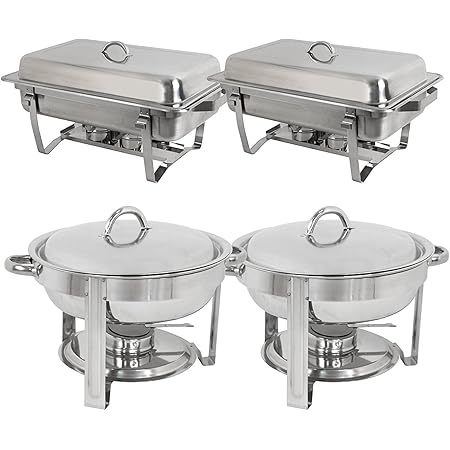 Amazon.com: ROVSUN 8 Qt 4 Pack Full Size Stainless Steel Chafing Dishes ...