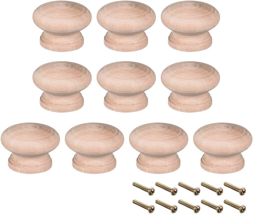 Healifty 15pcs Drawer Knobs and Pulls Wooden Round Shaped Drawer ...