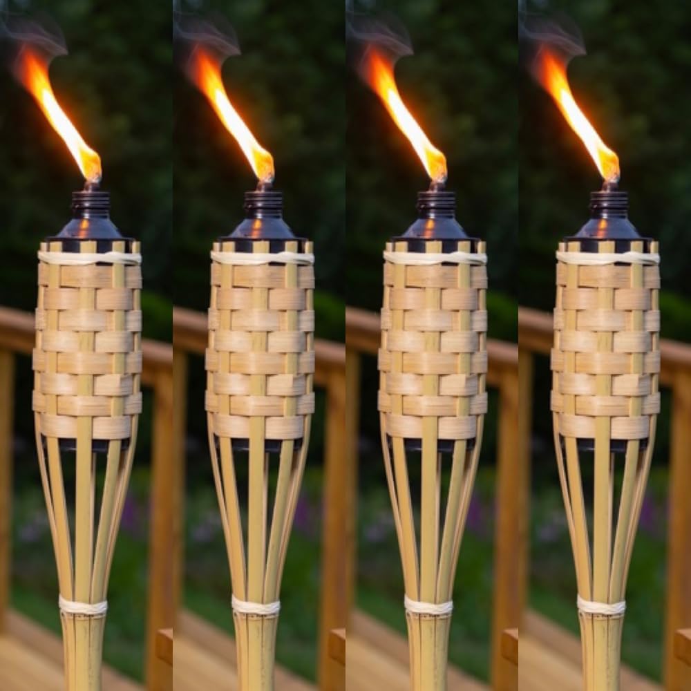 150cm Bamboo Tiki Torches Pack of 4. Extra Tall 150cm Bamboo Tiki ...