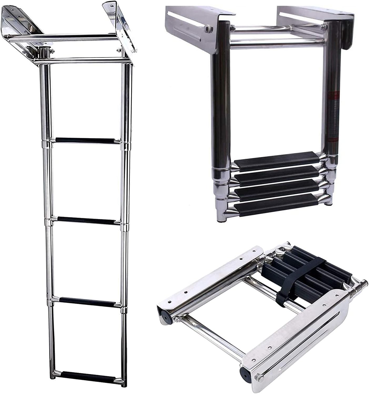 Amazon.com: 4 Step Boat Ladder Stainless Steel Folding Boarding Ladder ...