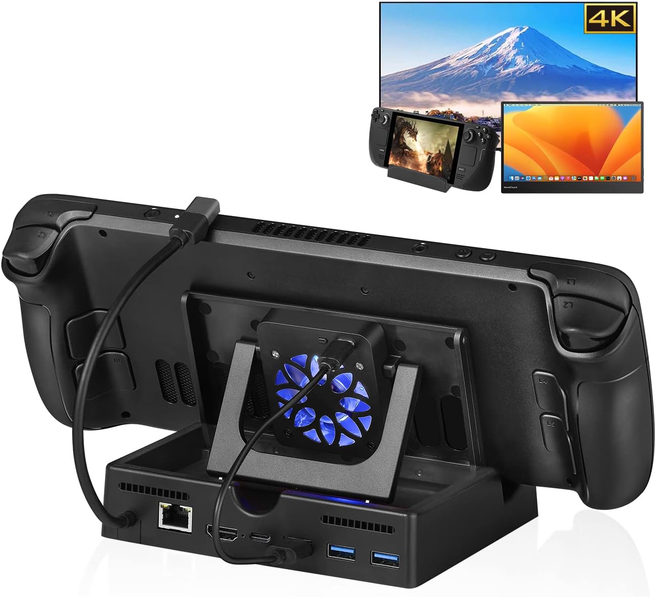 PEPPER JOBS 3-in-1 Docking Station for Steam Deck Include Steam Deck Stand Steam Deck Cooling ...