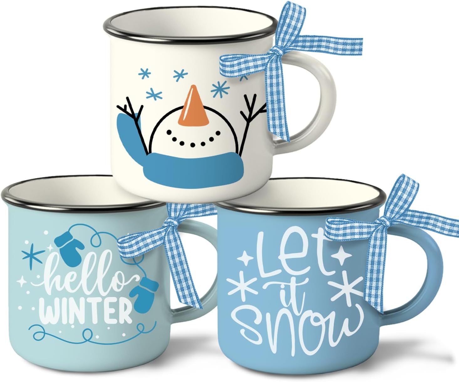Amazon.com: Paayna Hello Winter Snowman Mini Coffee Mug Set of 3, Let ...
