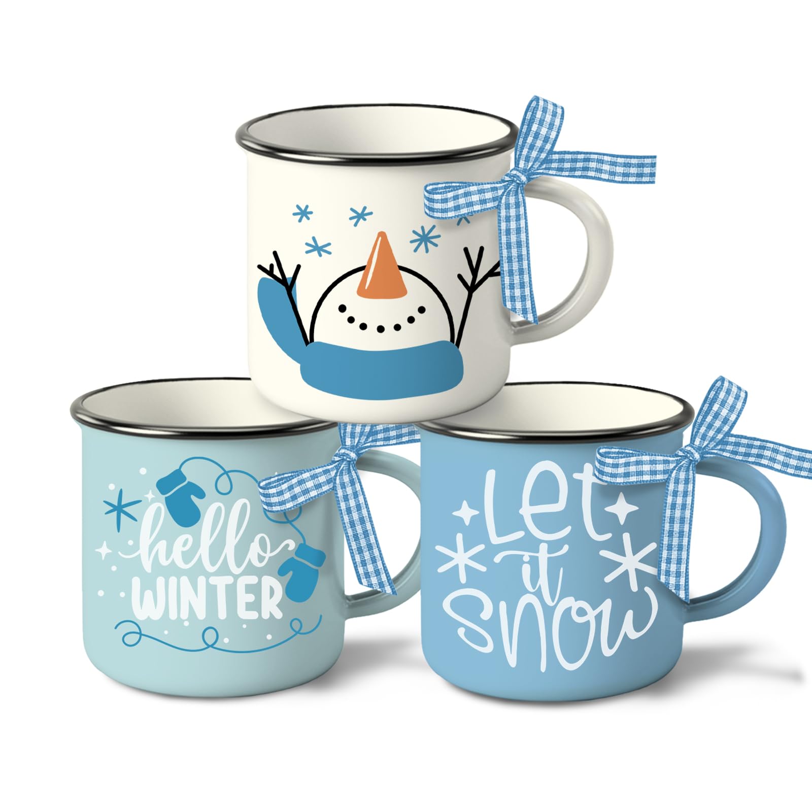 Paayna Hello Winter Snowman Mini Coffee Mug Set of 3, Let It Snow Glove ...