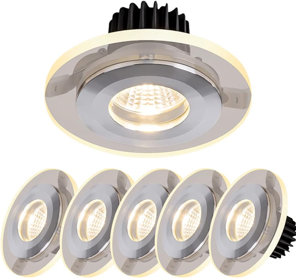 6 Pcs LED Panel Lights,5W 7W 12W Ultra Thin Light Guide Downlight Round ...