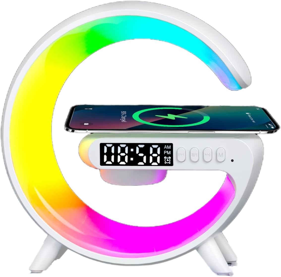 Homimor LED Wireless Charger Night Light Lamp, Bluetooth Speaker Alarm ...