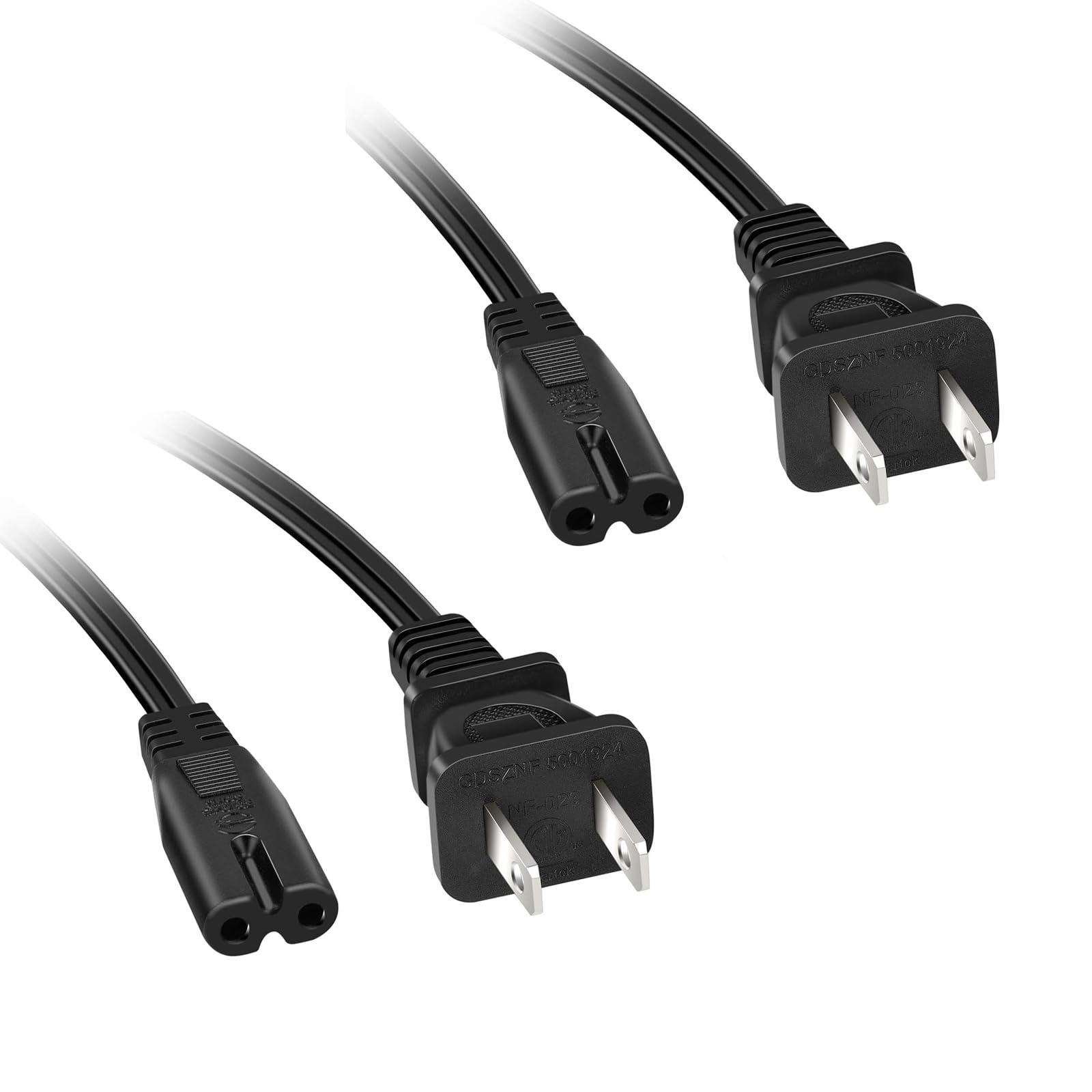 Amazon.com: 6.5FT AC Power Cord (2 Pack), 2 Prong TV Power Cord, Power ...