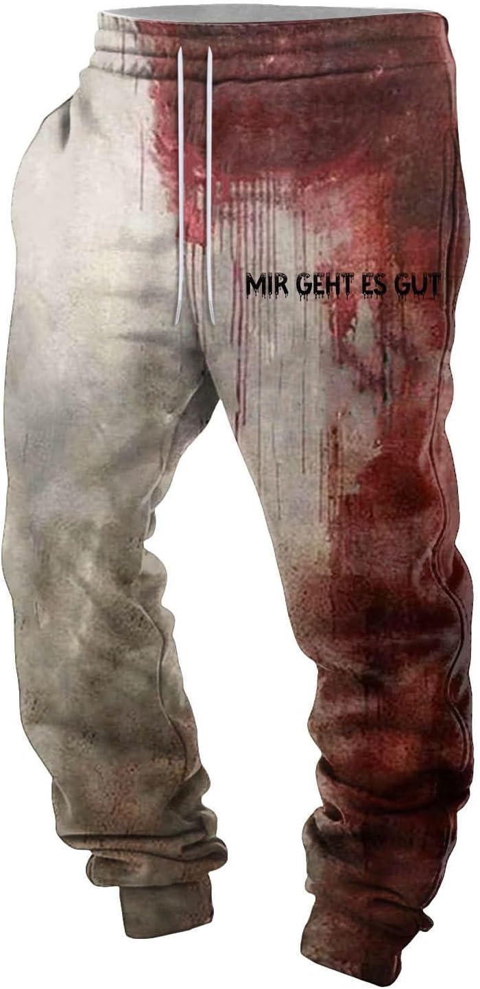 Amazon.com: Men's Halloween Pants Casual Drawstring Blood Splash ...