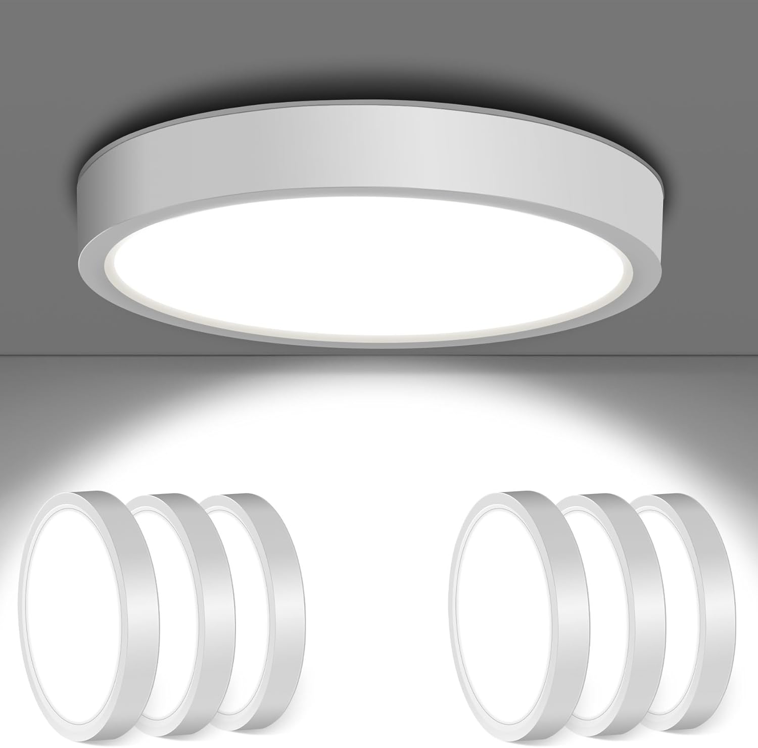 Nevfiro 6Pack 7 Inch LED Flush Mount Ceiling Light Fixture,5000K ...