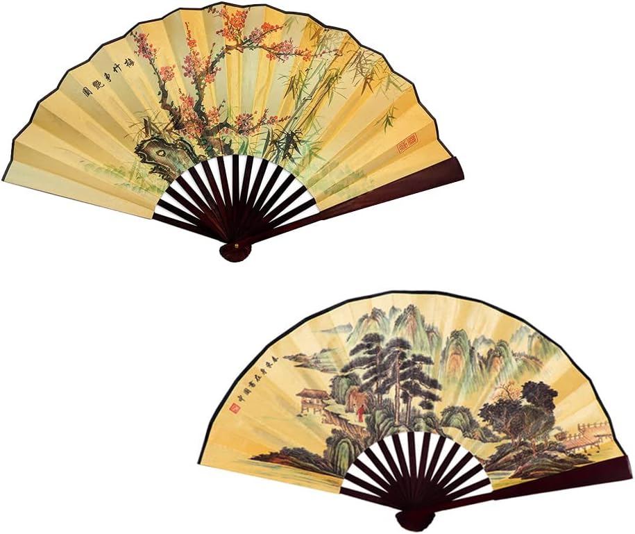Amazon.com: Folding Hand Fan,13 inch Bamboo Fabric Large Hand Fans with ...