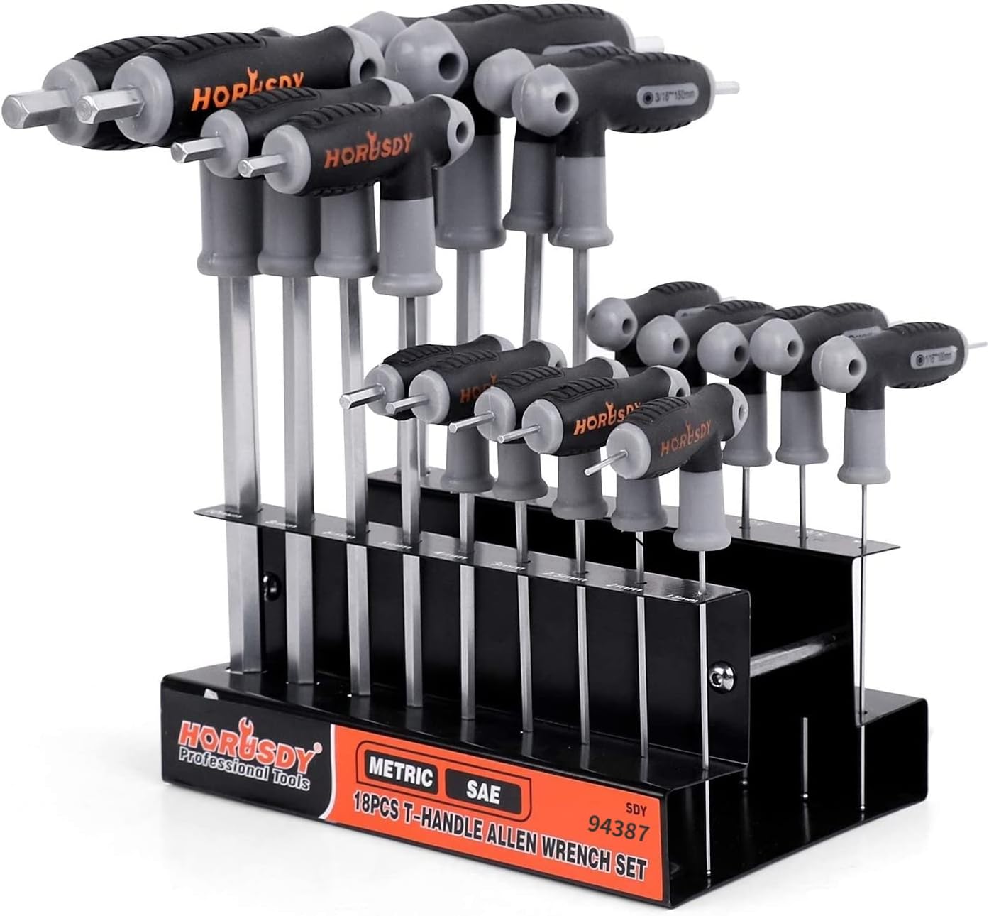 HORUSDY 18-Piece T-Handle allen wrench set, Inch/Metric Long Arm Ball ...
