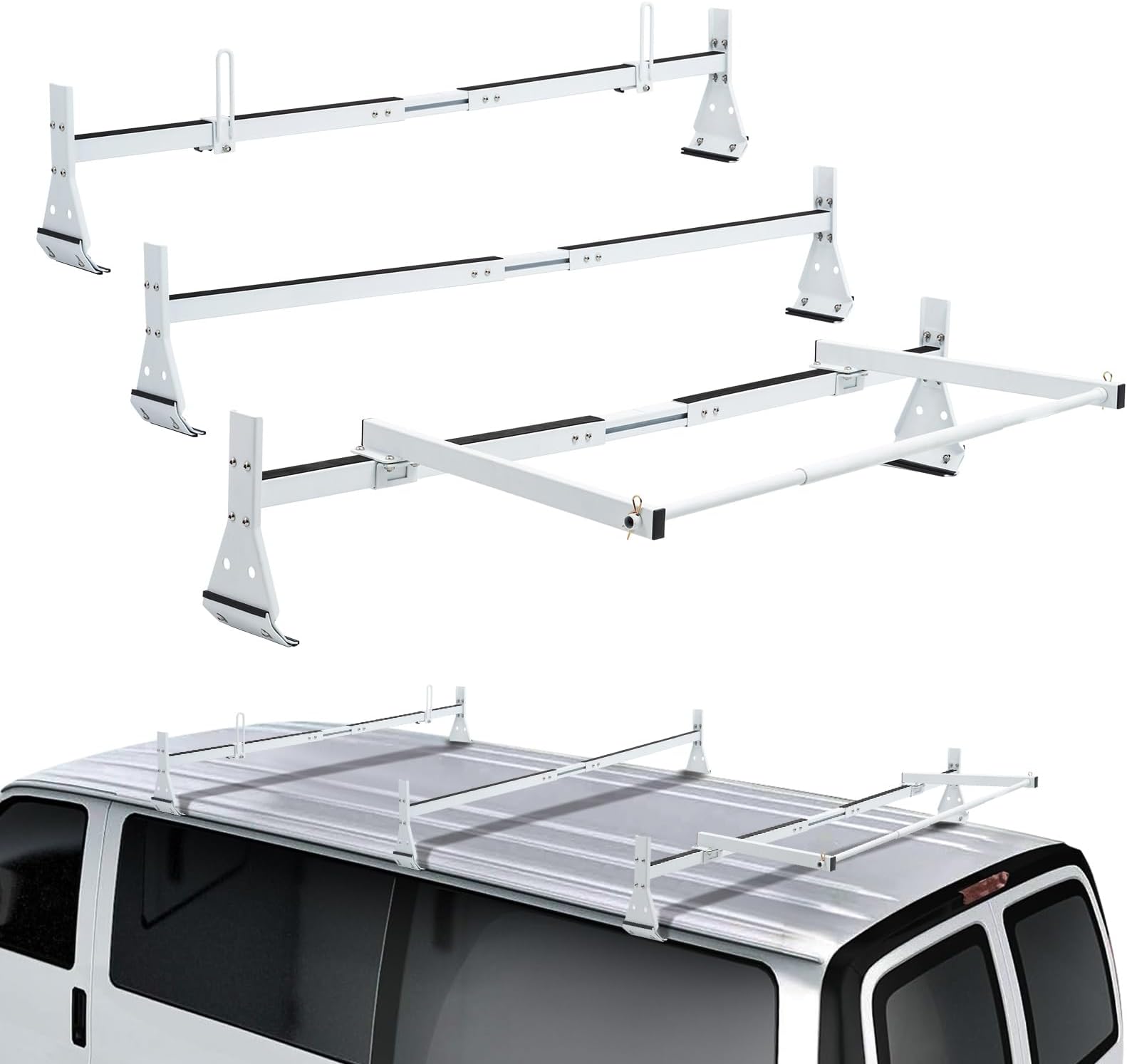 Amazon.com: Universal Van Roof Ladder Racks with Rear Roller ...