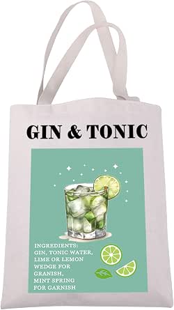 Amazon.com: JXGZSO Gin And Tonic Tote Bag Gin And Tonic Ingredients ...