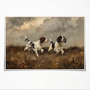 Amazon.com: Vintage Hunting Dog Poster – Rustic Oil Painting of Two ...