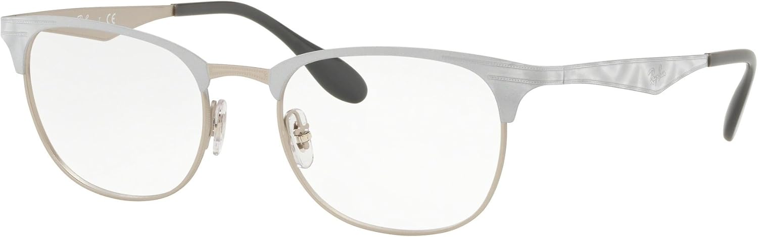 Amazon.com: Ray-Ban RX6346-3023 Eyeglasses MATTE SILVER TOP MATTE WHITE ...