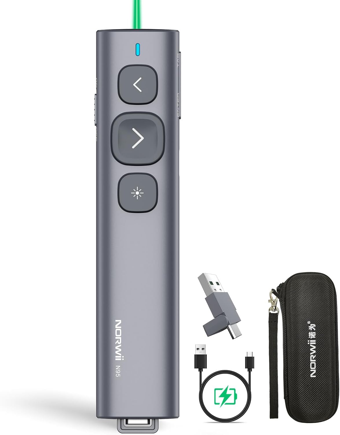 Amazon.com: Norwii N95 Presentation Clicker with USB-A&C Receiver ...