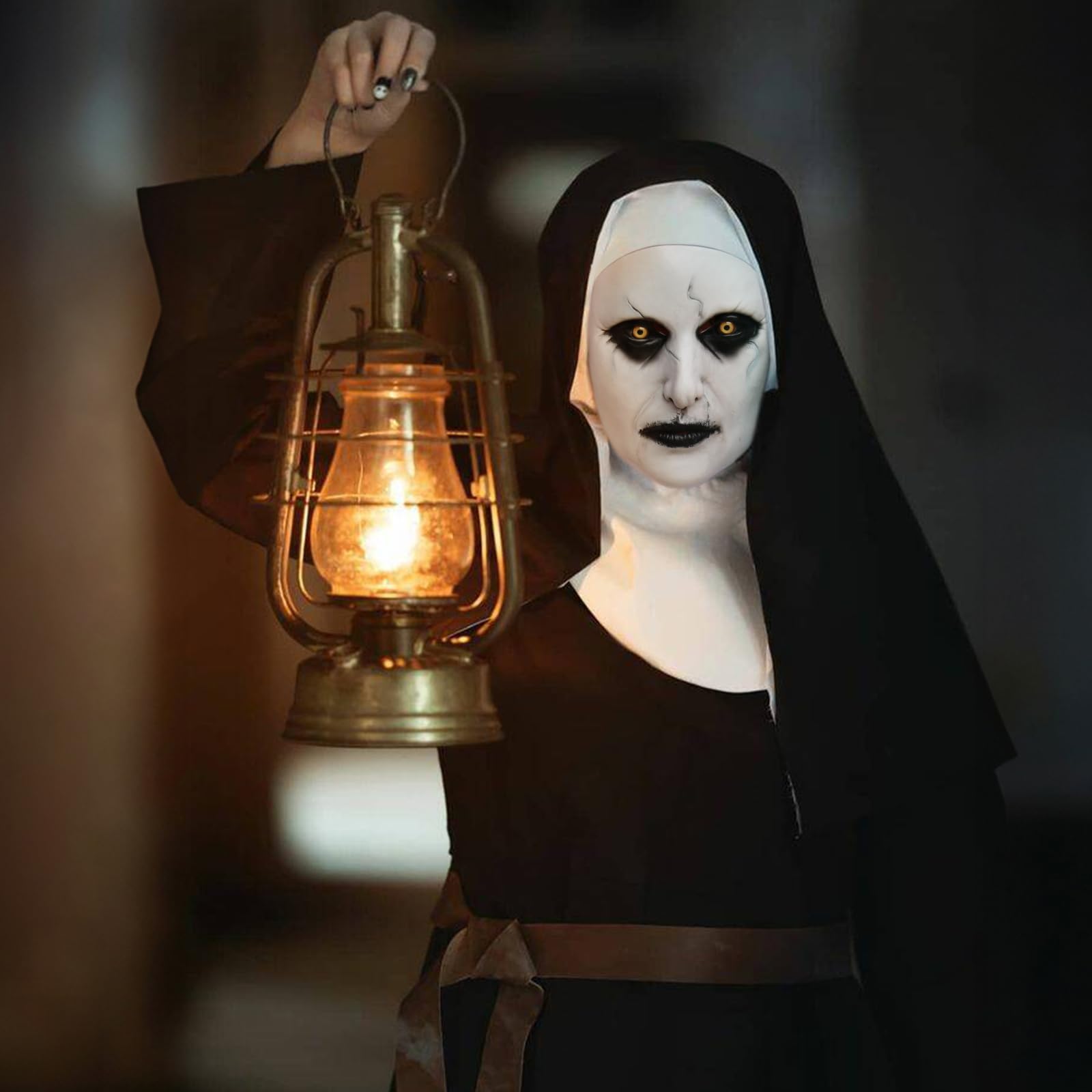 MXJFYY Scary Cosplay Costume Mask, Scary Full Head Nun Costume Mask ...