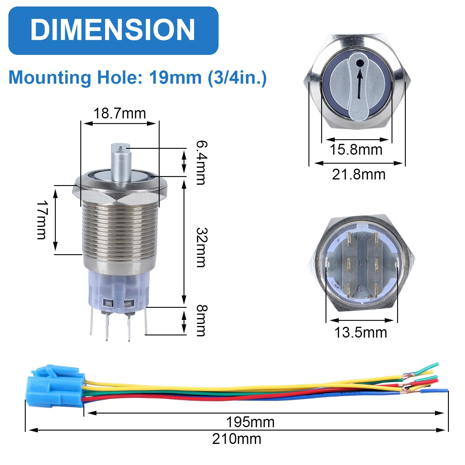 Snapklik.com : DMWD 19mm Latching Selector Rotary Switch 2 Positions ...