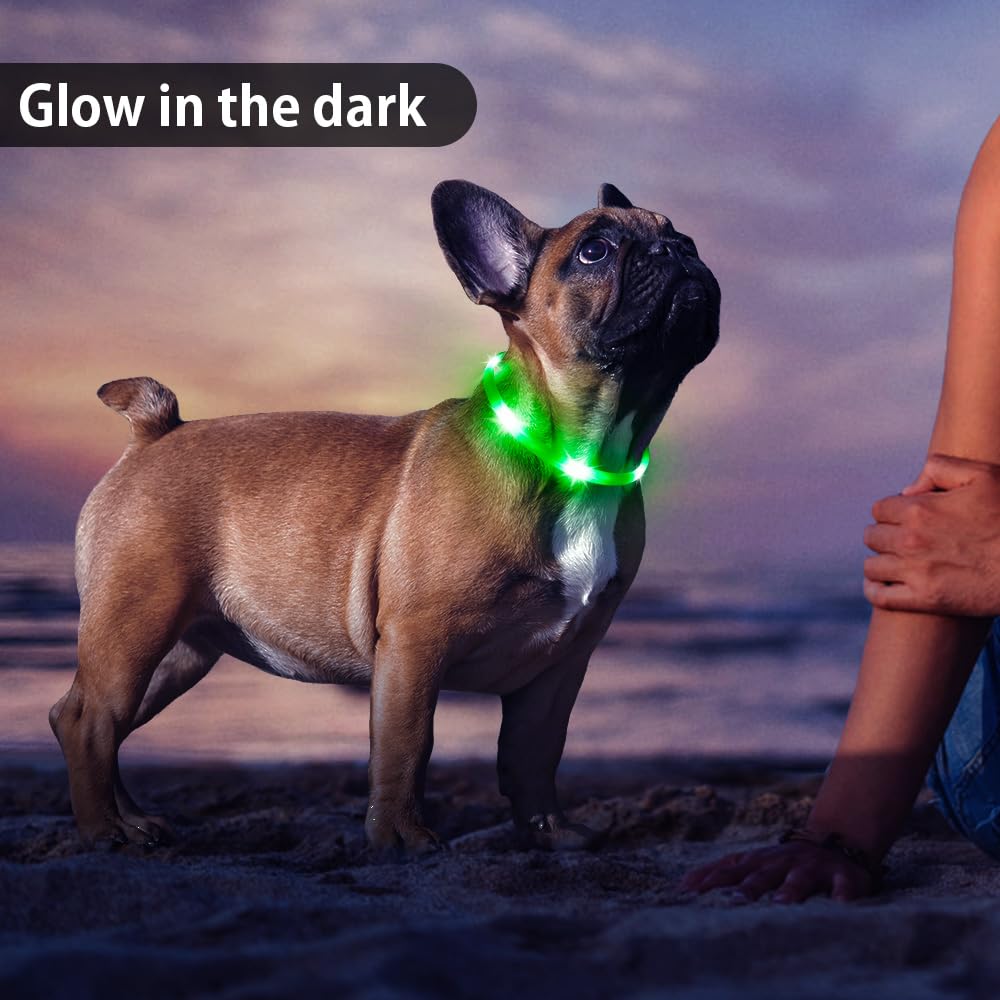 Snapklik.com : BSEEN Light Up Dog Collar For Small Dogs, Silicone LED ...