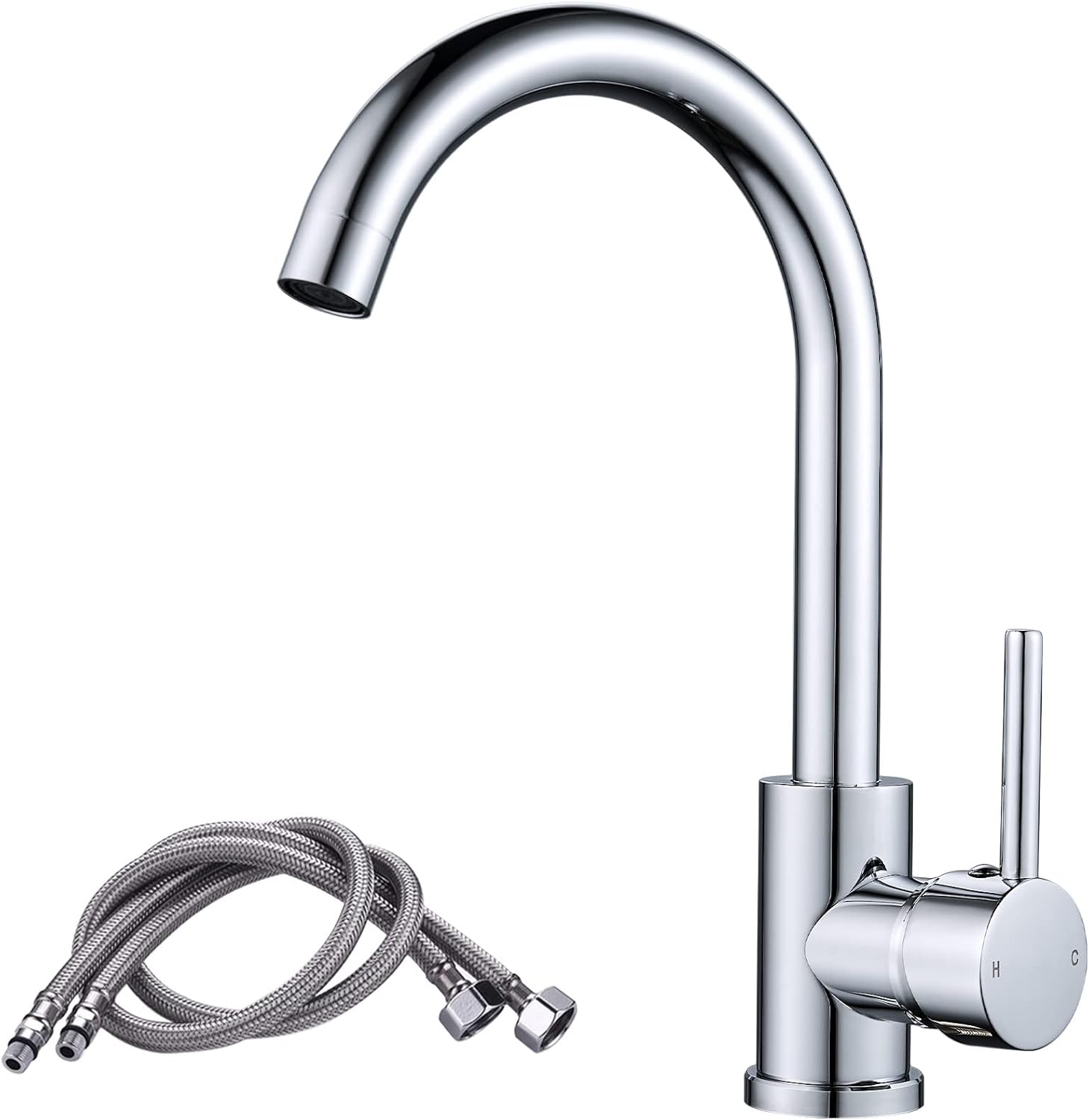 NewEast Kitchen Mixer Taps, Stainless Steel Single Lever Kitchen ...