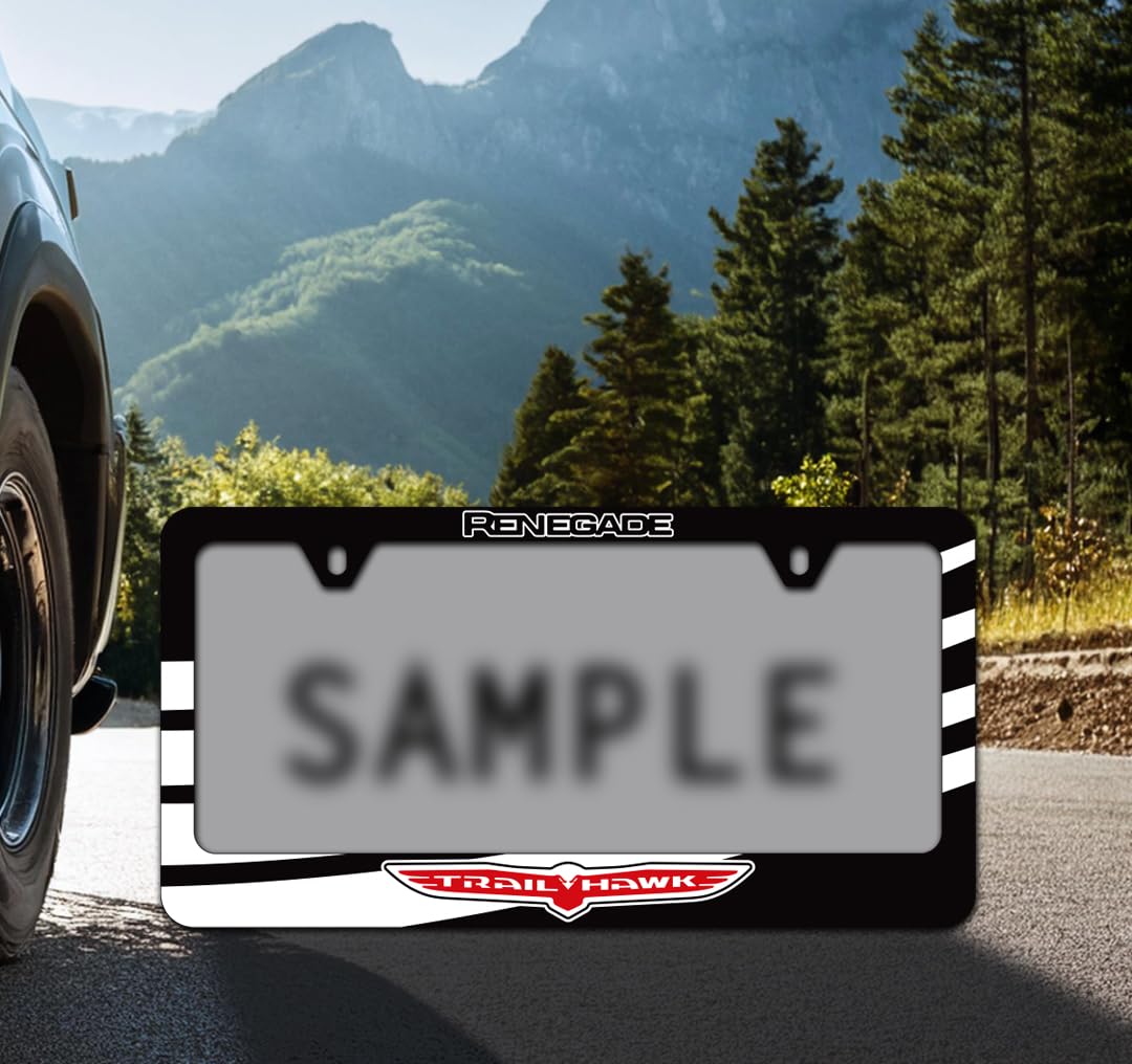 Snapklik.com : Jeep Trailhawk UV Printed Black Plastic License Plate Frame