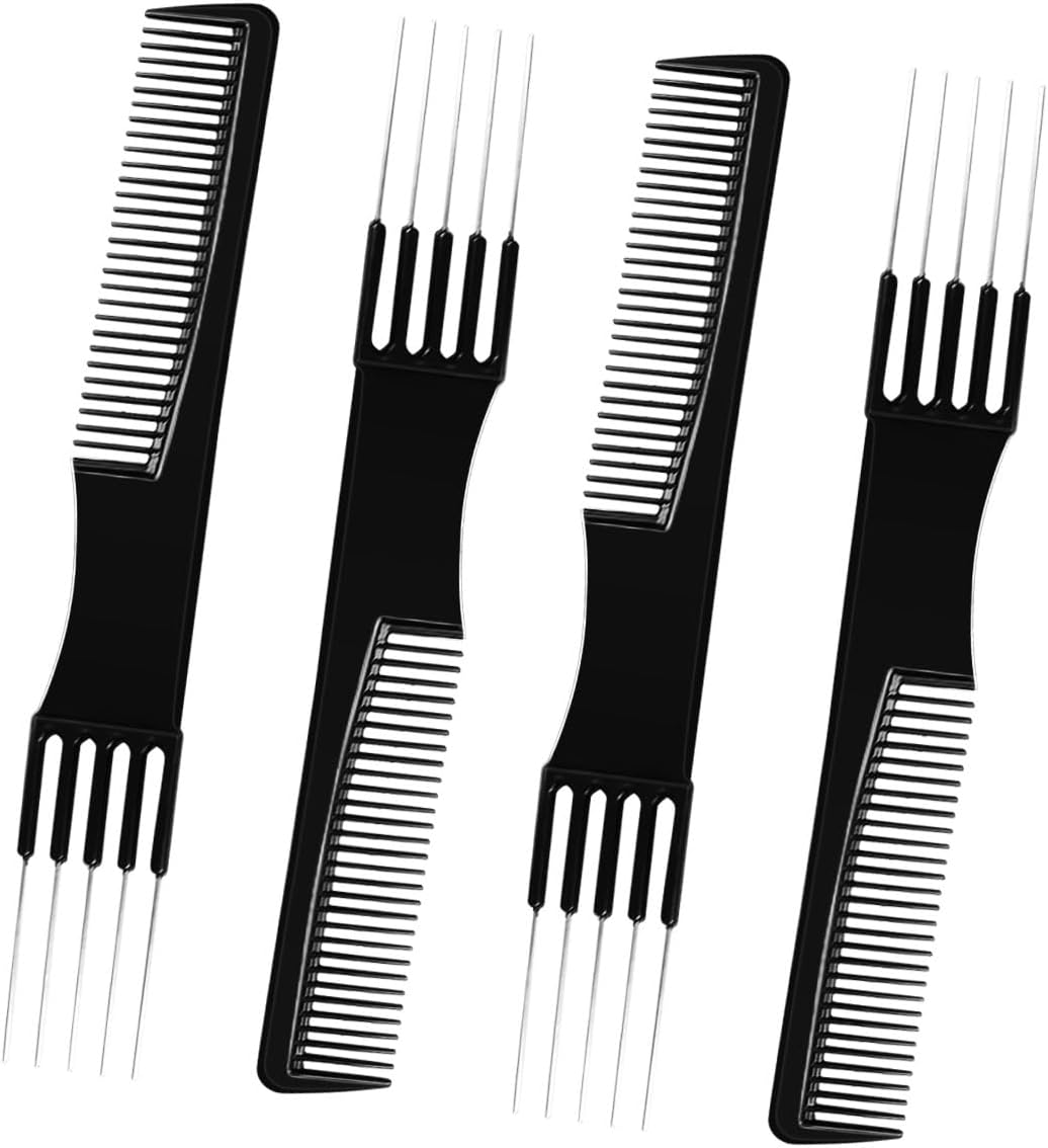 Amazon.com : 6 PCS Carbon Lift Comb with Metal Pick, Black Teasing Comb ...