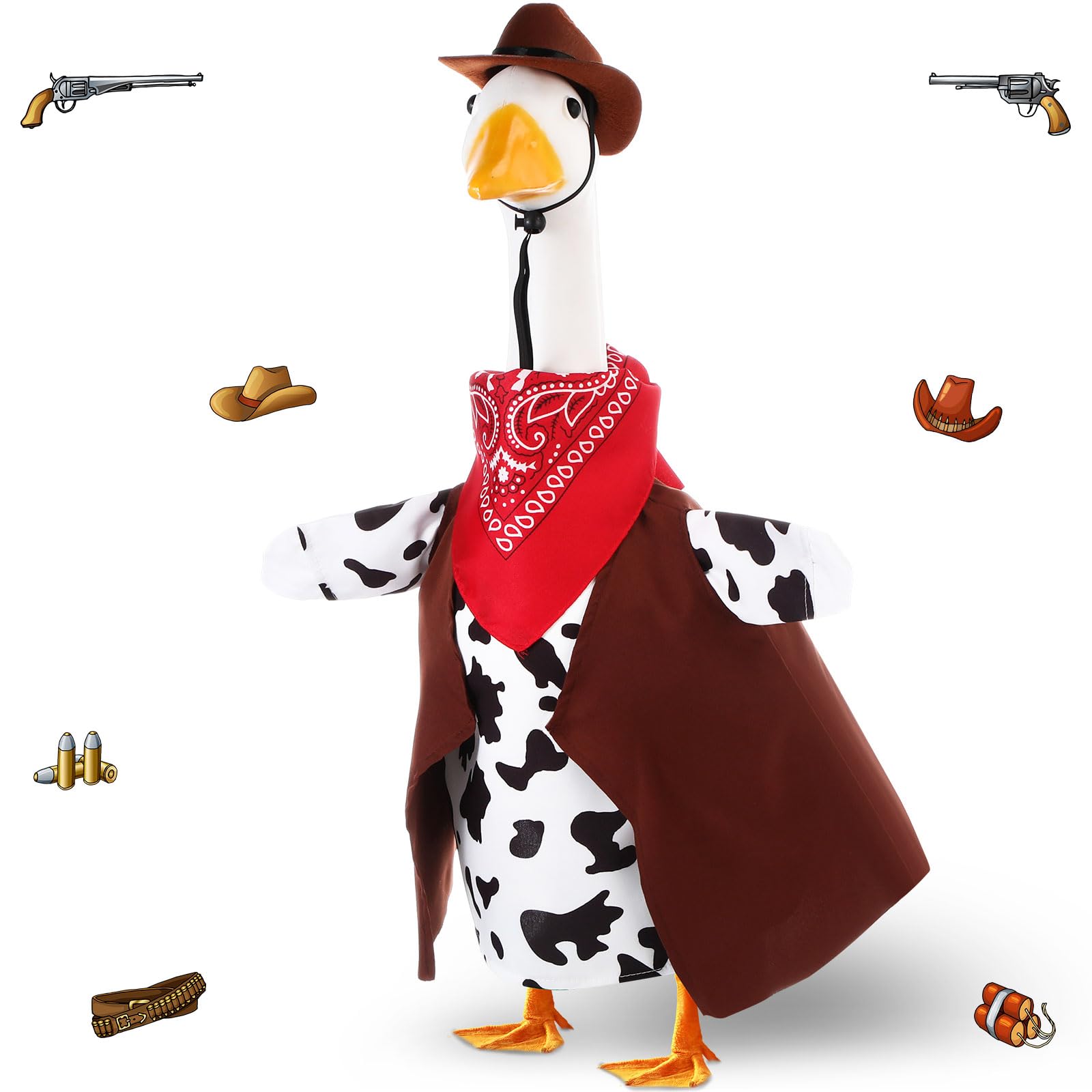 Amazon.com: Silicherry Christmas Goose Outfit Western Cowboy Lawn Goose ...